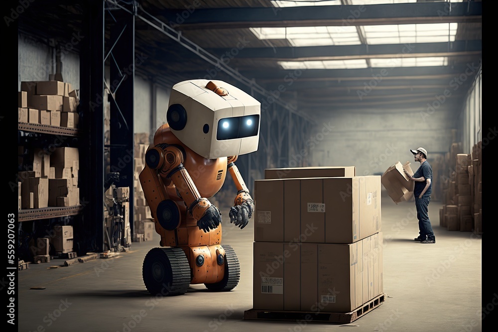 Warehouse worker replaced by a robot, ai labour market, robot labor ...