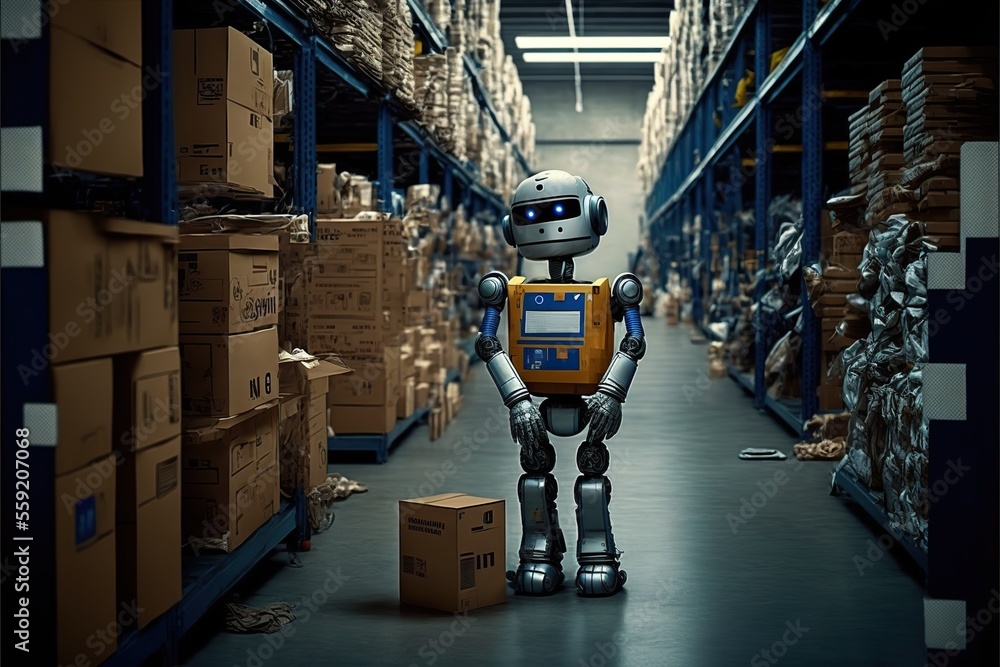 Warehouse worker replaced by a robot, ai labour market, robot labor ...