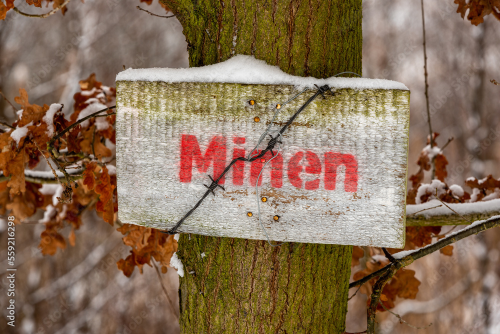 German war warning signs, beware mines / Niemieckie wojenne znaki ...