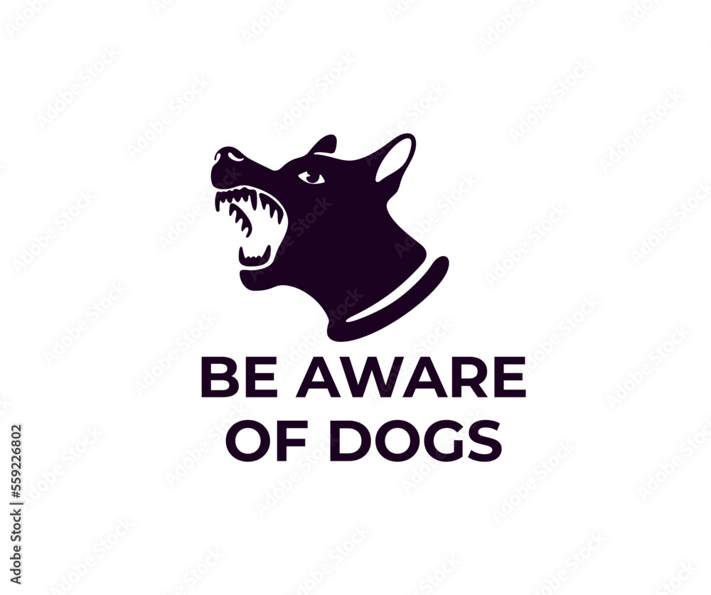 Angry dog, bares his teeth and growls, logo design. Animal, pet ...