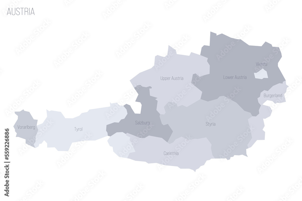 Austria political map of administrative divisions - federal states ...