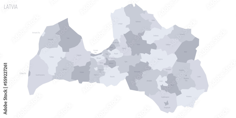 Latvia political map of administrative divisions - municipalities and ...
