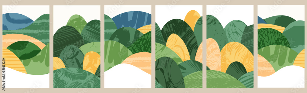 Abstract agriculture field or farm card background. Vineyard valley ...