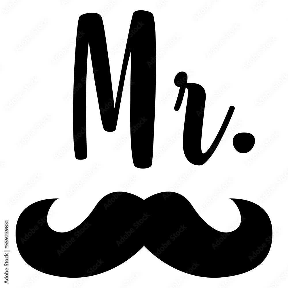 Letras de la palabra Mr con silueta de bigote. Texto manuscrito Mr ...