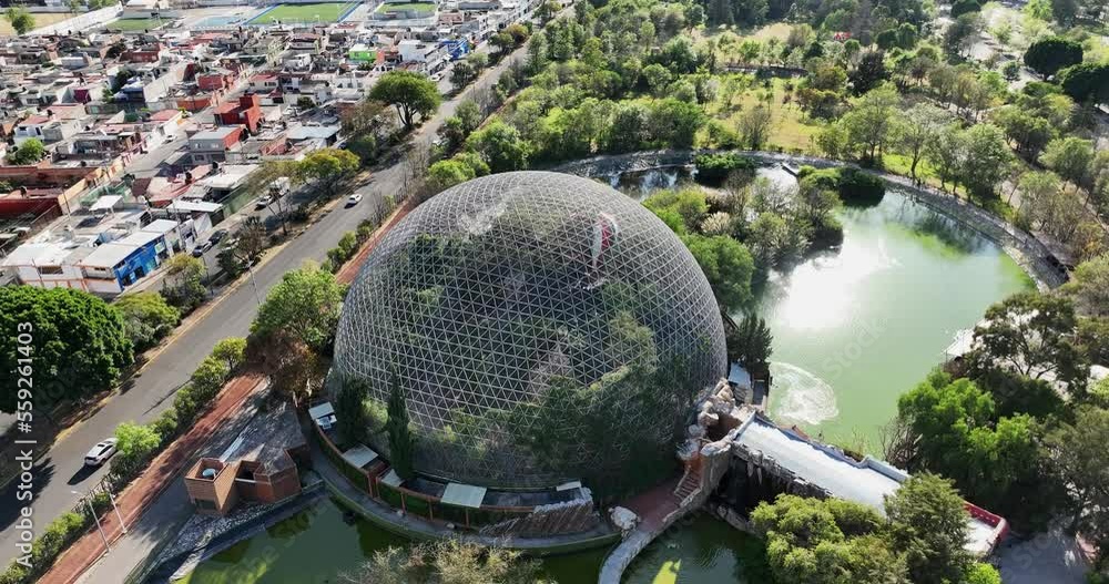 Aerial view of Park Ecologico Revolucion Mexicana in Puebla city in ...