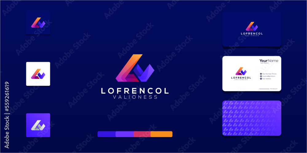 letter LV colorful logo gradient modern brand identity Stock Vector ...