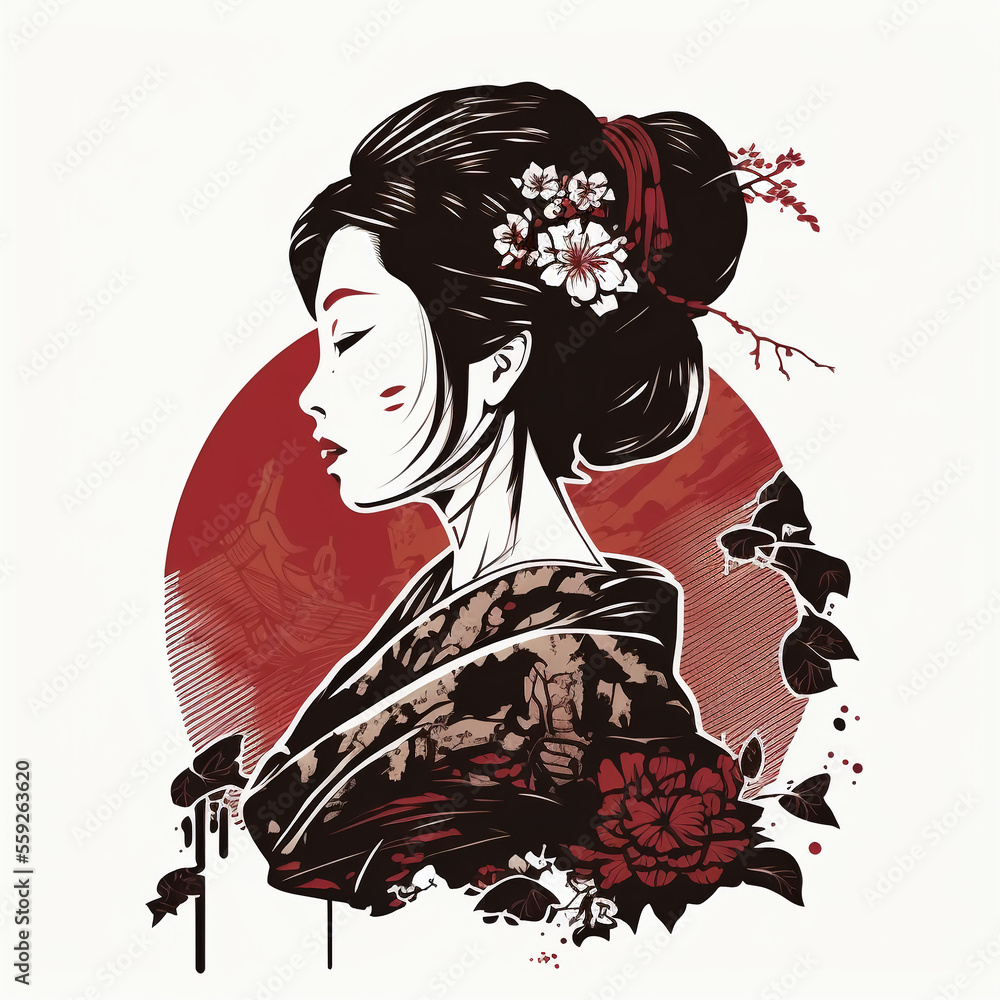 Geisha vector illustration for logo, tattoo idea or design. Japan ...