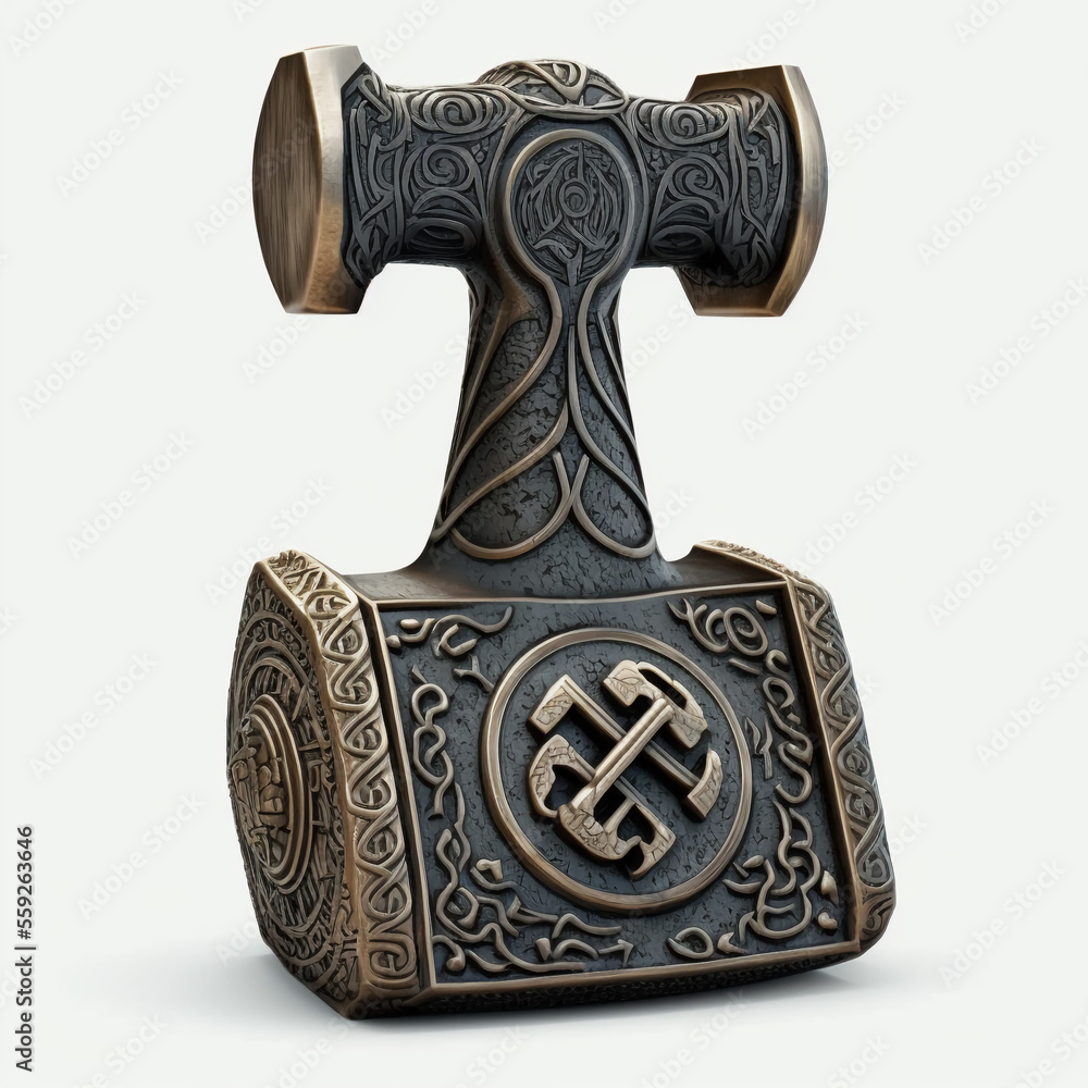 Mjolnir, the hammer of Thor. Norse mythology concept. Generative AI ...