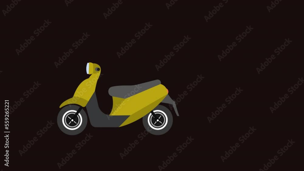 Scooty driving on Alpha channel Transparent Background. Cartoon empty ...