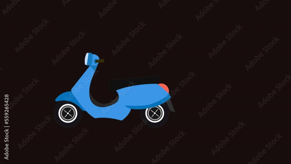 Scooty driving on Alpha channel Transparent Background. Cartoon empty ...