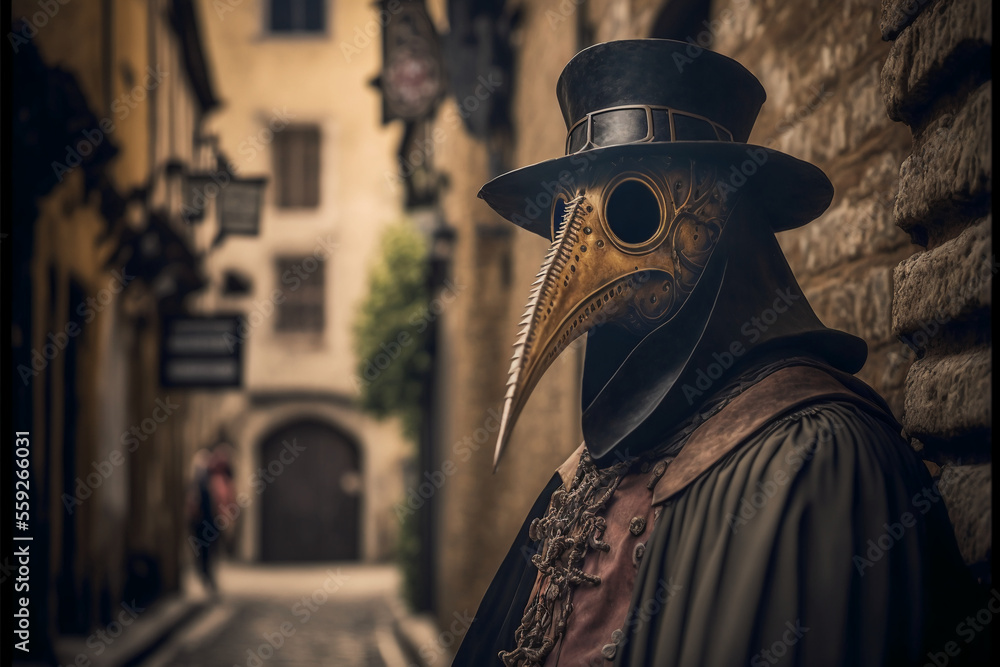 Plague doctor. Physician who treated bubonic plague. Pandemic concept ...