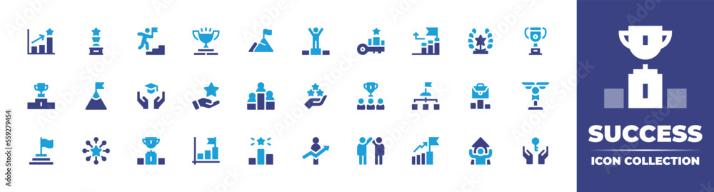 Success icon collection. Duotone color. Vector illustration. Containing ...