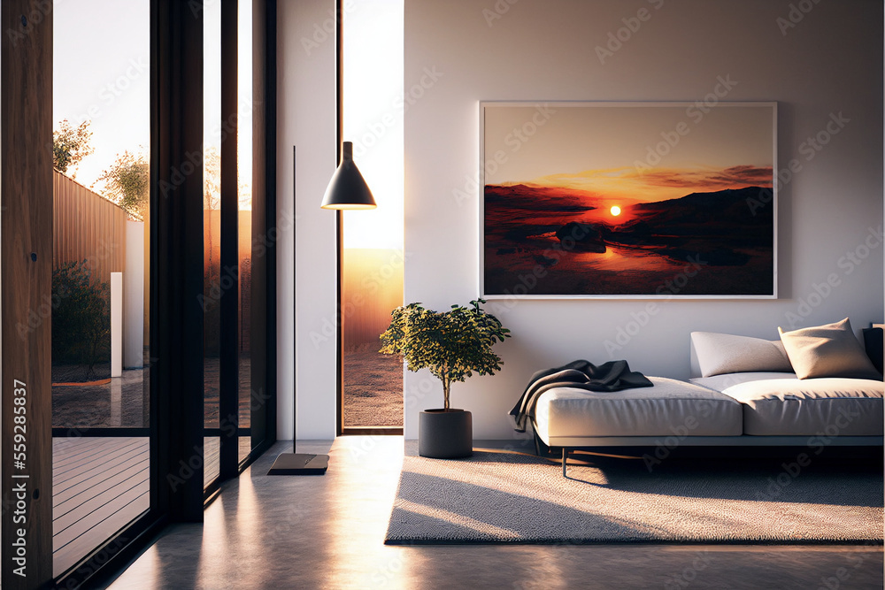 Light Interior Room With Modern Architecture and Natual Light White ...