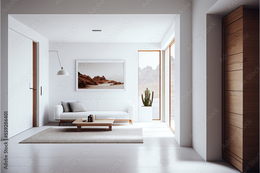 Light Interior Room With Modern Architecture and Natual Light White ...