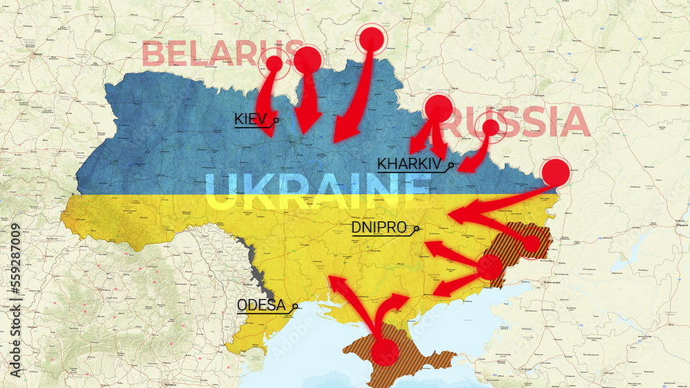 Ukraine war Animated map of Russia invasion of Ukraine, the movement of ...
