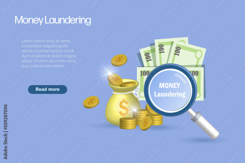 AML Anti money laundering and corruption concept. Magnifying glass ...