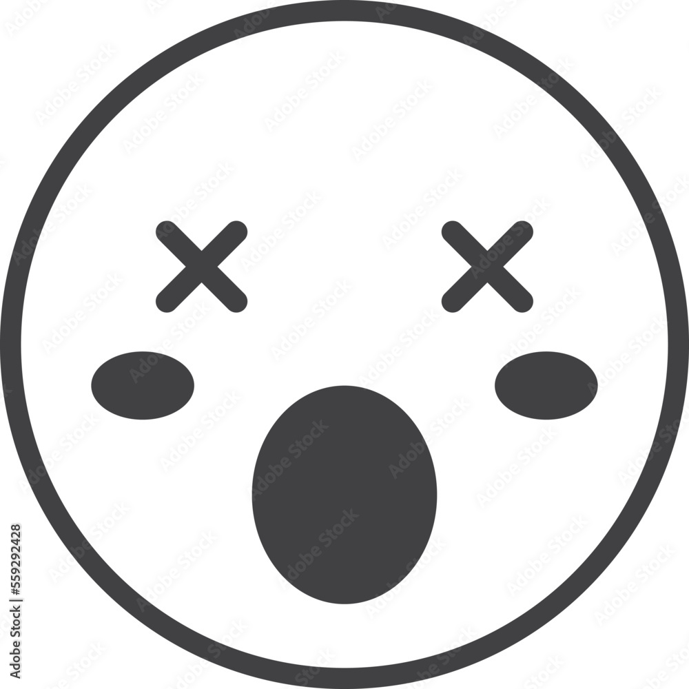 shocked face emoji illustration in minimal style Stock Vector | Adobe Stock