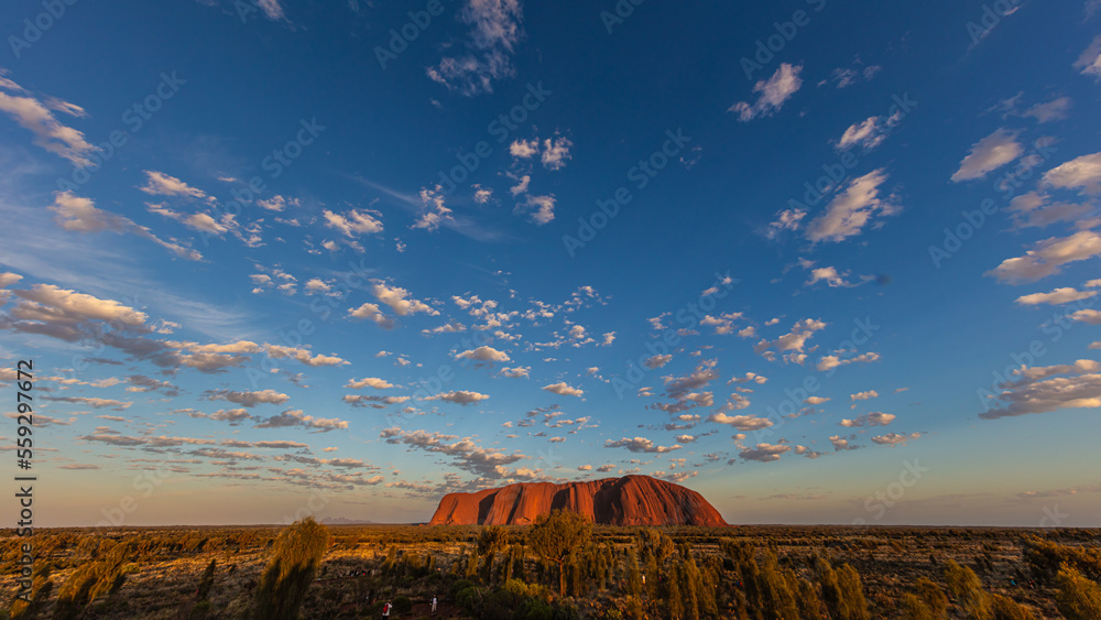Outback, Australia - November 12, 2022: Sunrise at the Majestic Uluru ...