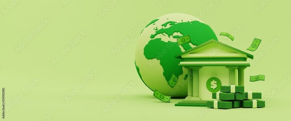world bank and financial concept. bank building and stack money with ...