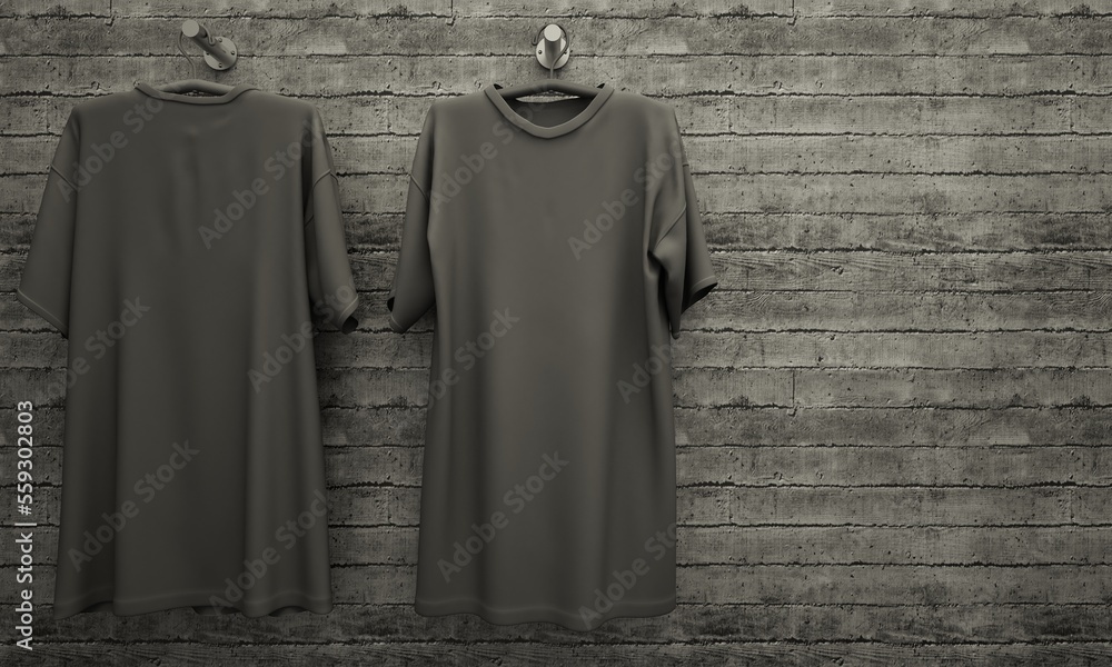 3d T Shirt Mock Up Blank Black T Shirts Mock Up Hanging On Industrial