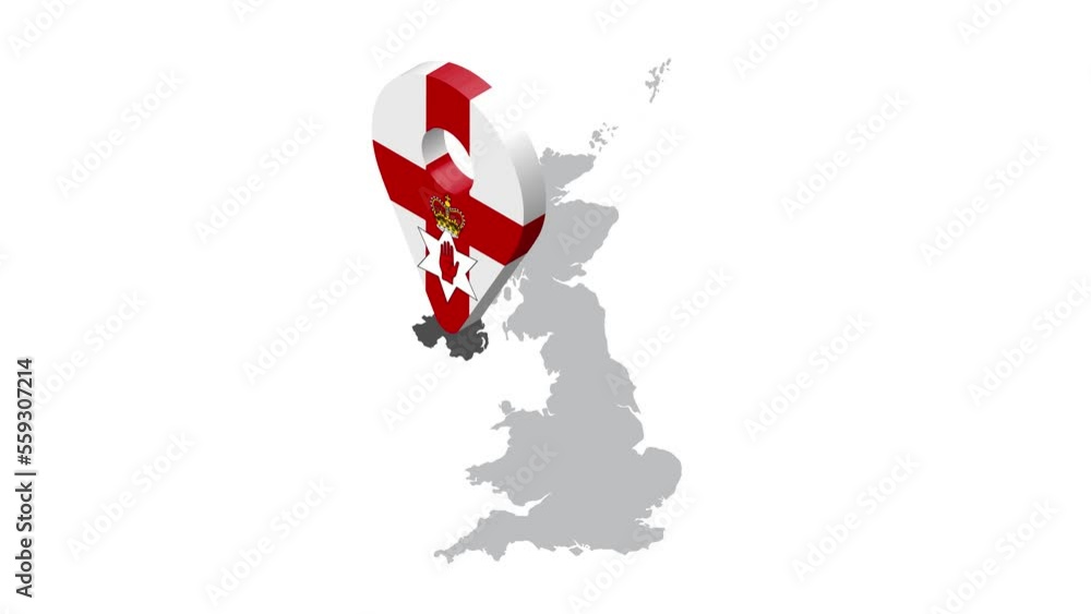 Location Northern Ireland on map United Kingdom. 3d Northern Ireland ...