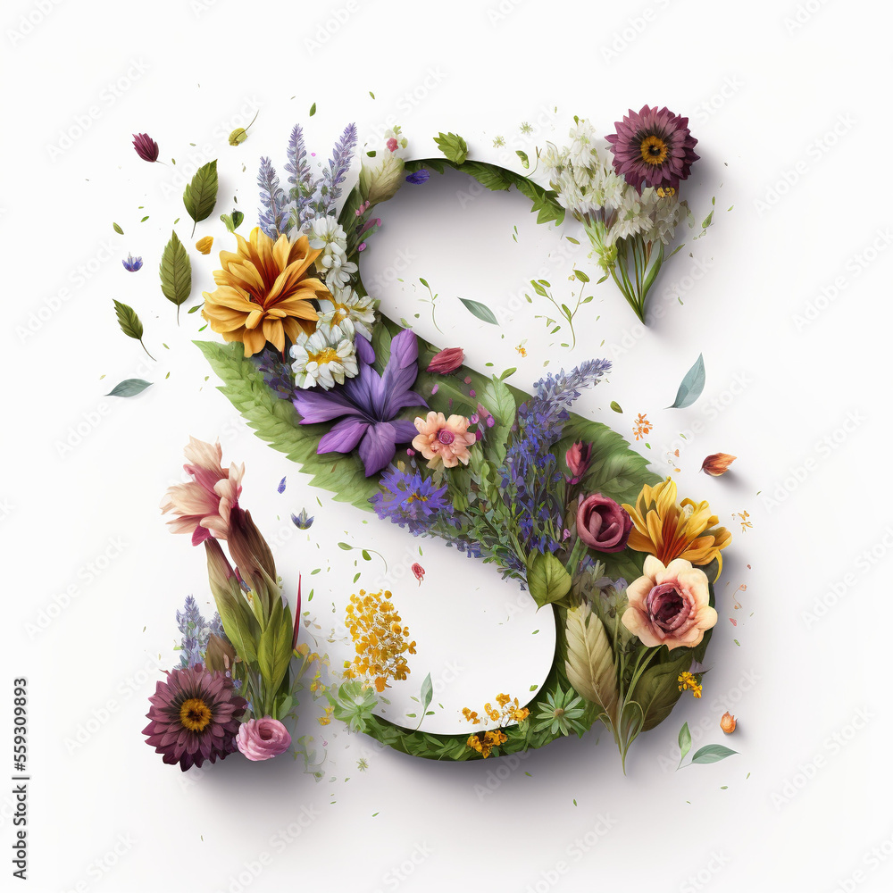 Spring Flower Alphabet - Letter S Stock Illustration | Adobe Stock