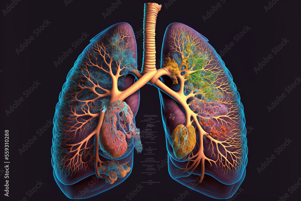 Art of lung, Medical Education Chart of Biology for Lungs Diagram. 3d ...