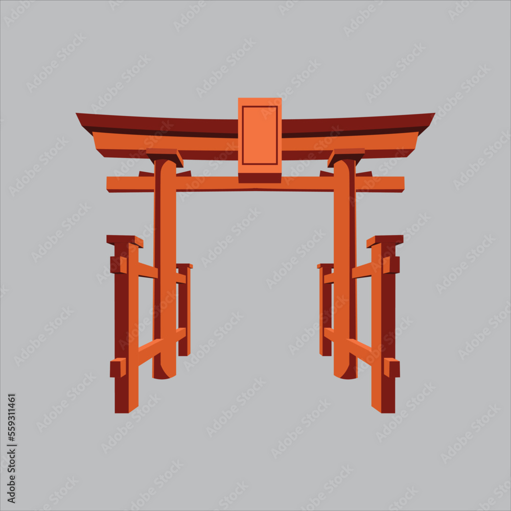 Japanese Torii gate. Realistic Symbol of Japan, shintoism religion. Red ...