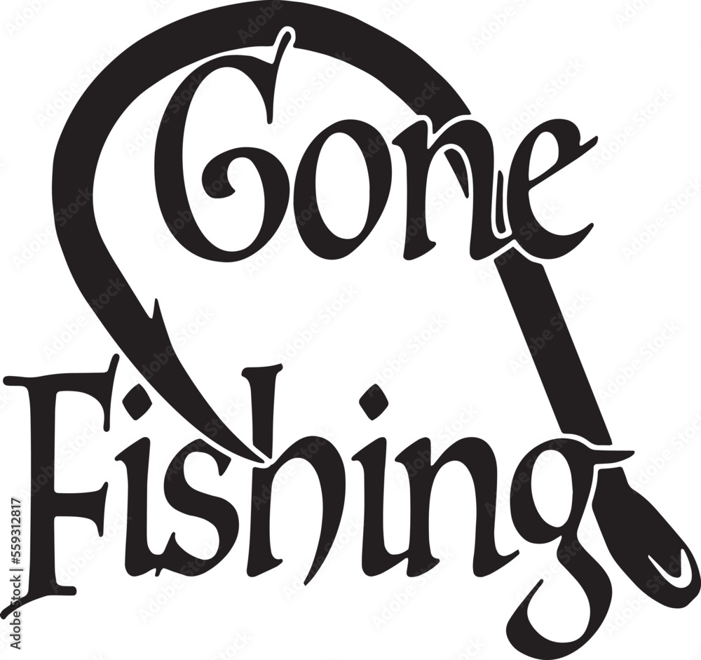 Gone fishing SVG. Hook Fishing, SVG Vector Stock Vector | Adobe Stock