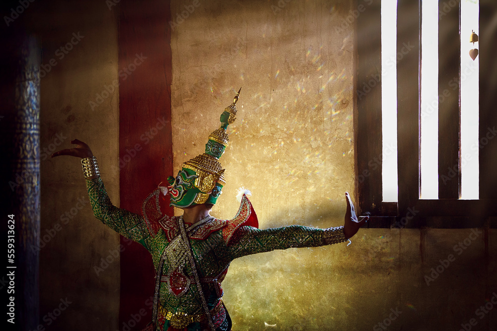 Khon, Thai cultural art Dance in masks Khon, Benjakai and Hanuman in literature Amayana, Thai ...