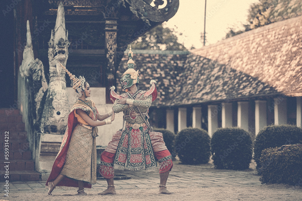 Khon, Thai cultural art Dance in masks Khon, Benjakai and Hanuman in literature Amayana, Thai ...