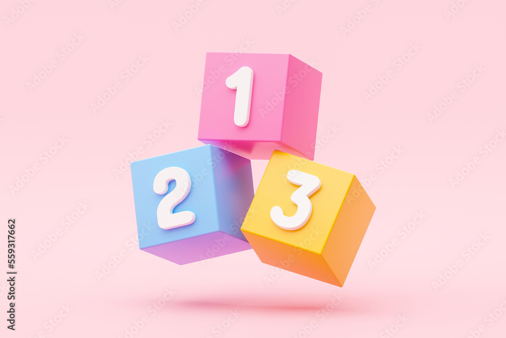 Preschool number 123 block 3d icon isolated on illustration background ...