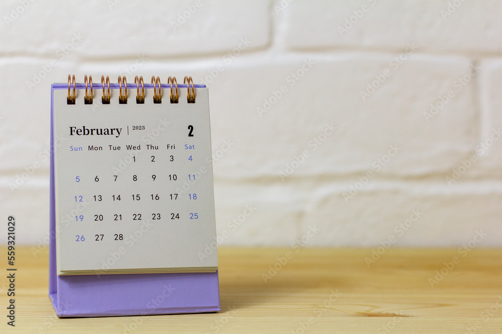 February 2023.Desktop calendar on the desktop for planning and ...
