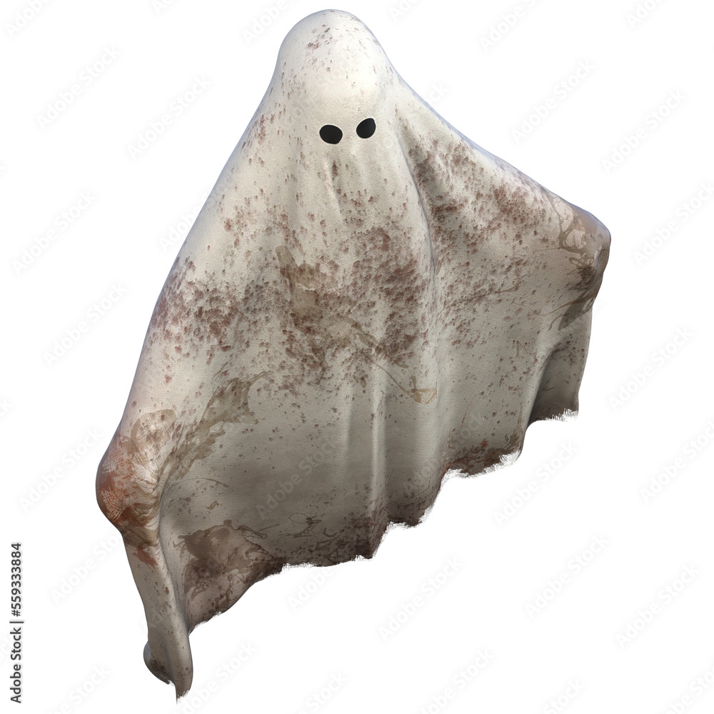 Gespenst, Geist, schwebend, Blut, Flecken, blutig, weisses Tuch ...