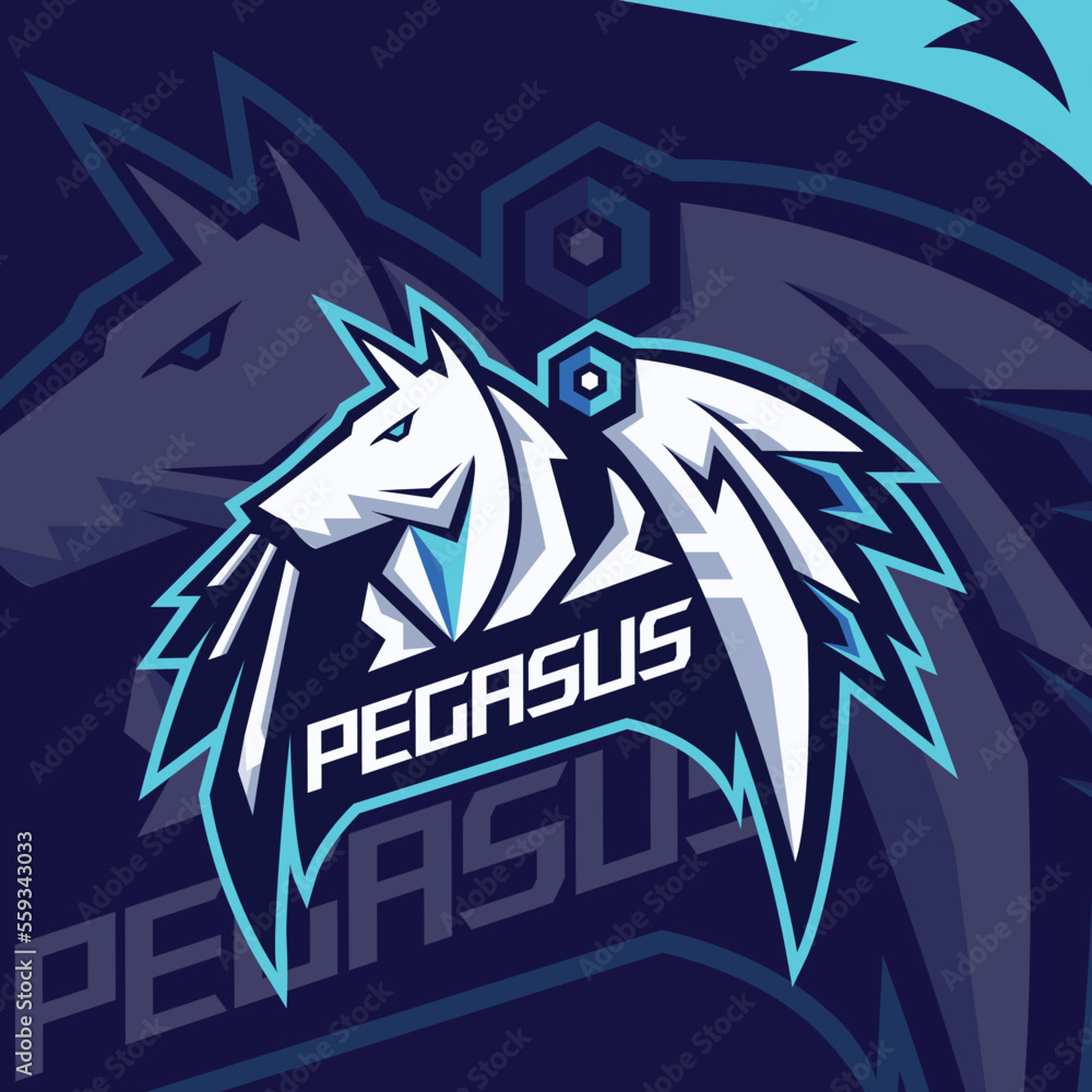 Free vector detailed mascot gaming logo, Pegasus mascot esport logo ...
