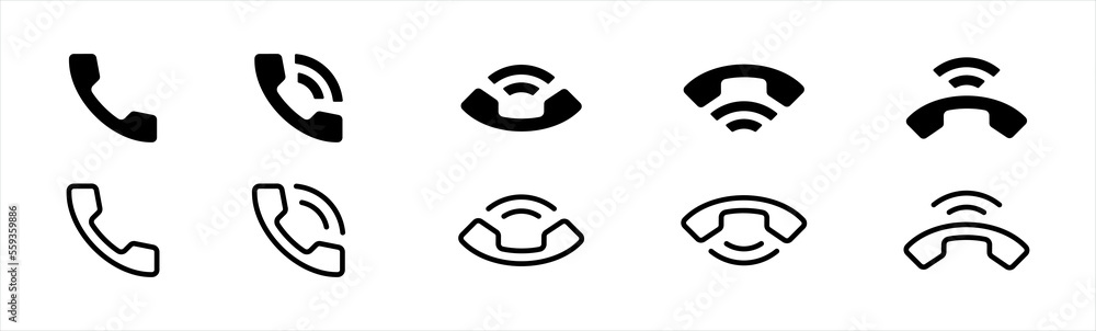 Simple black telephone call icon symbol signs for apps and websites ...