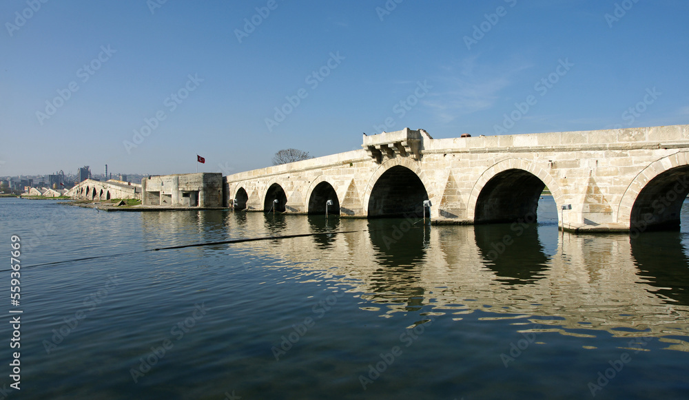 Kanuni Sultan Suleyman Bridge, located in Buyukcekmece, Turkey, was ...