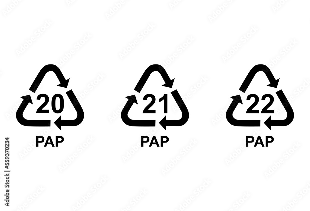 Set of Paper symbol, ecology recycling sign isolated on white ...