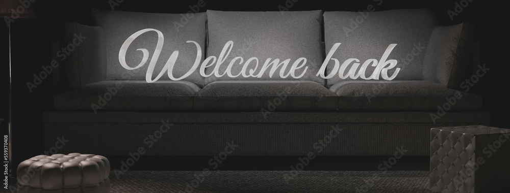 Welcome back text decoration on the vintage interior photorealistic ...