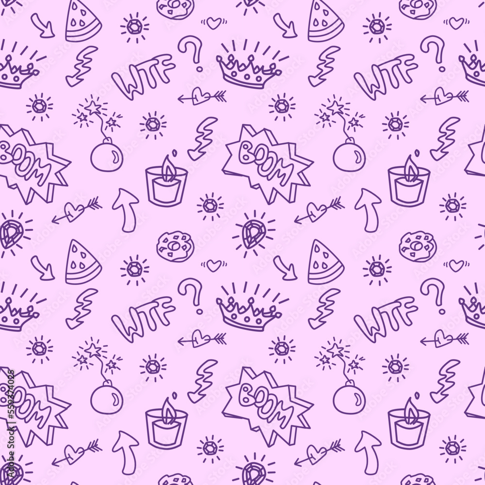 2000s emo girl kawaii style seamless pattern texture background with ...