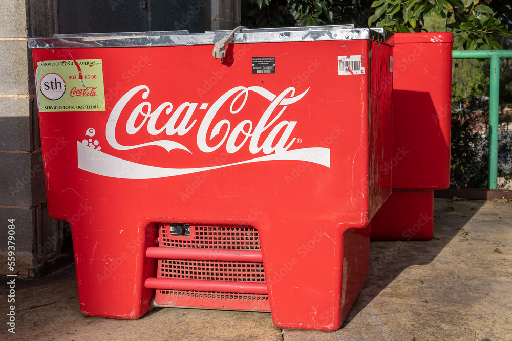 Bar coolers with the logo of Coca Cola Stock Photo | Adobe Stock