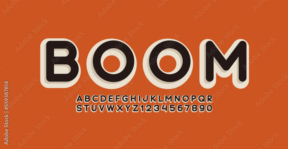 Round font alphabet, bold trendy modern letters and numbers, vector ...