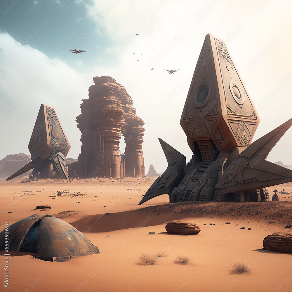 pyramids made by aliens. Created with Generative AI technology. Stock ...