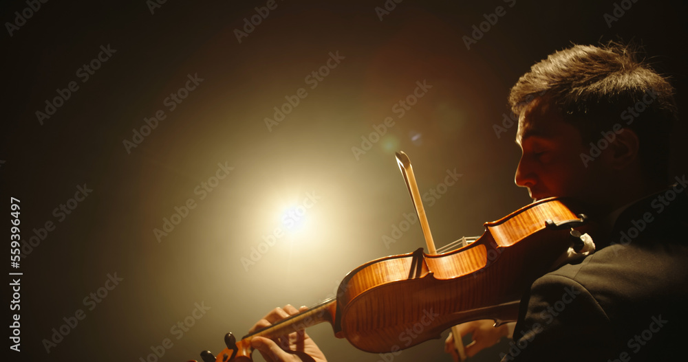 Male violin player having a solo on stage. Professional musician ...