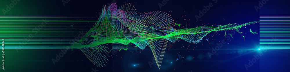Abstract background contain color grid in web with blurred lines and light. Technology 3d ...