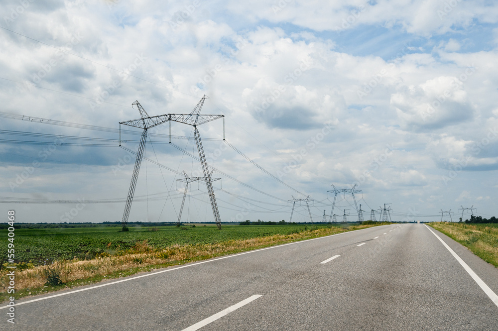 High -voltage line of Ukrainian power grids before the war in Ukraine ...