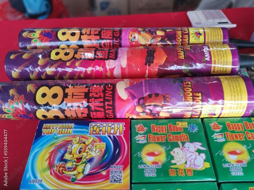 Variety of different types firecrackers with discounts for the coming ...