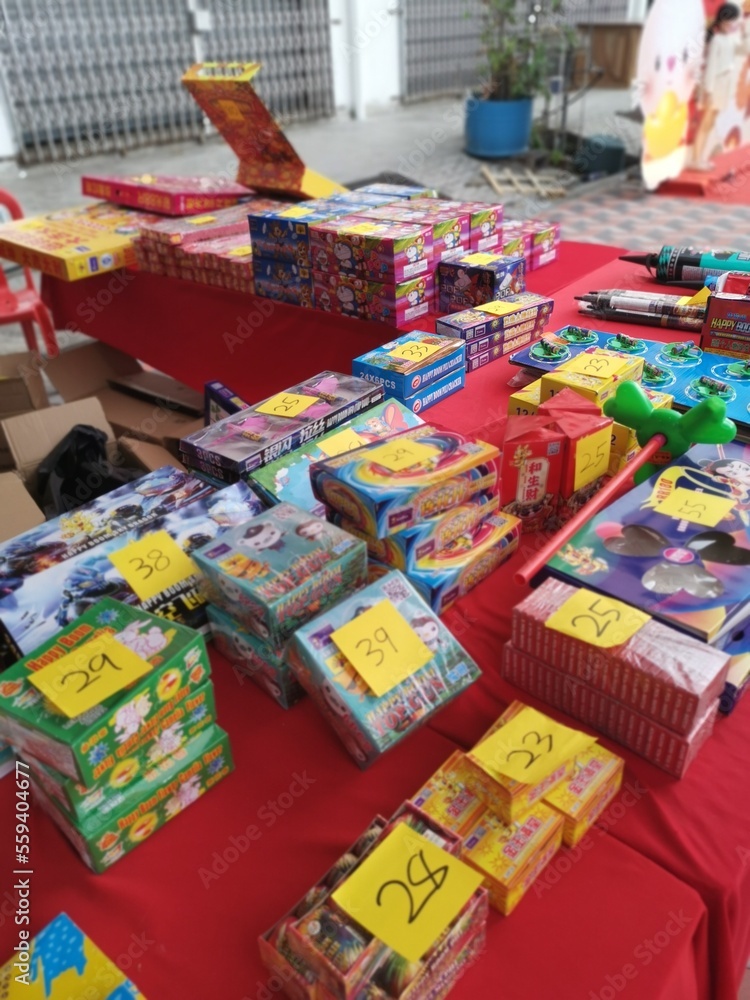 Variety of different types firecrackers with discounts for the coming ...