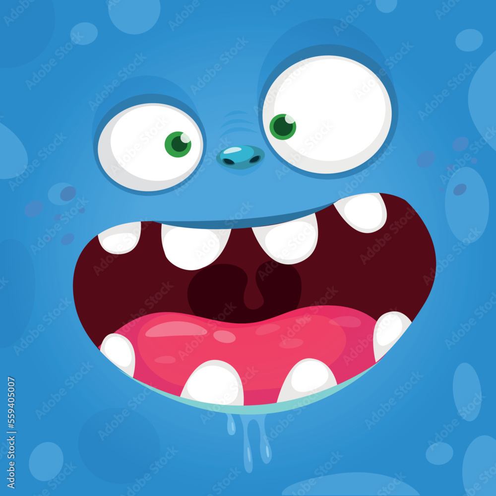 Funny cartoon monster character face expression. Illustration of cute ...