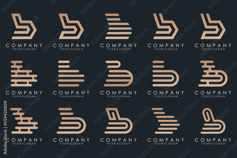 Set of creative letter b logo vector design bundle inspiration. Stock ...